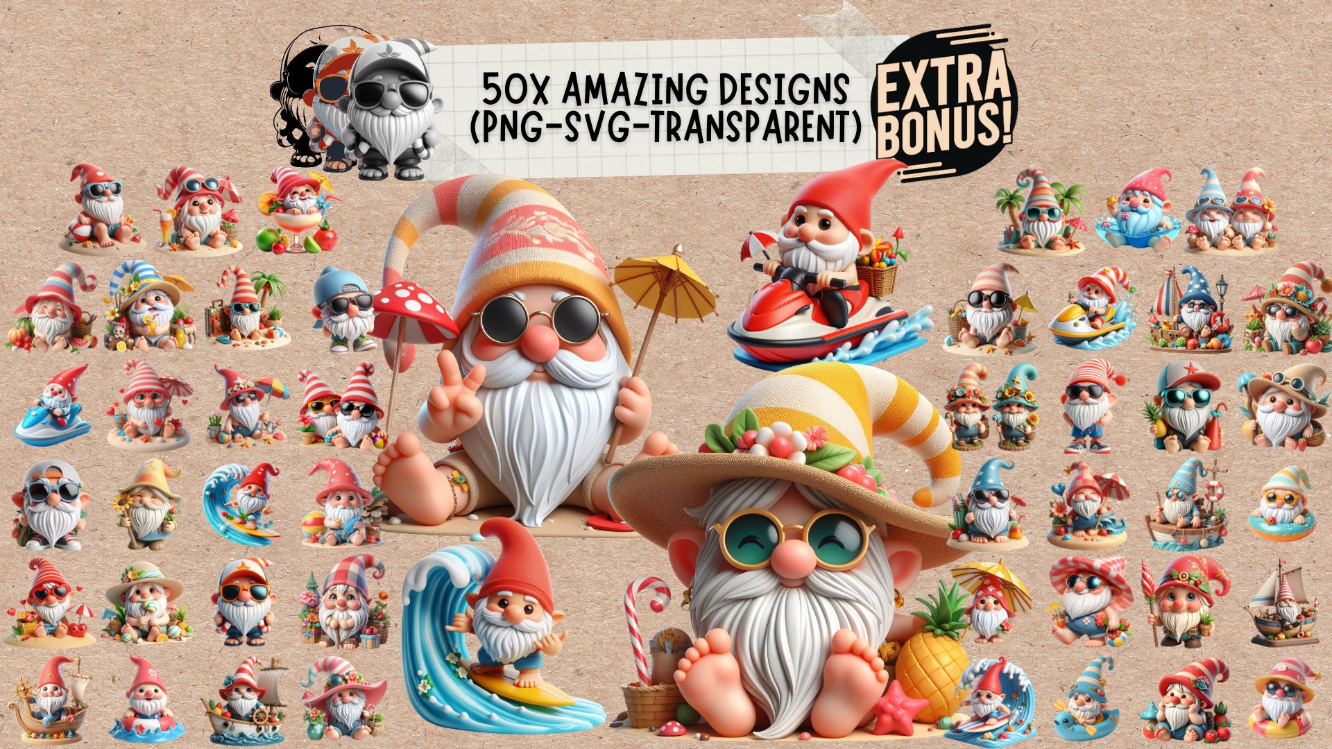 Hello Summer Gnome Svg and Png Fun Clipart for Your Summer Projects - Etsy