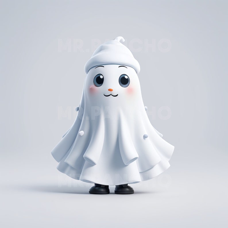 Cute Ghost Face Svg & Png Clipart Bundle, Christmas or Halloween Ghosts ...