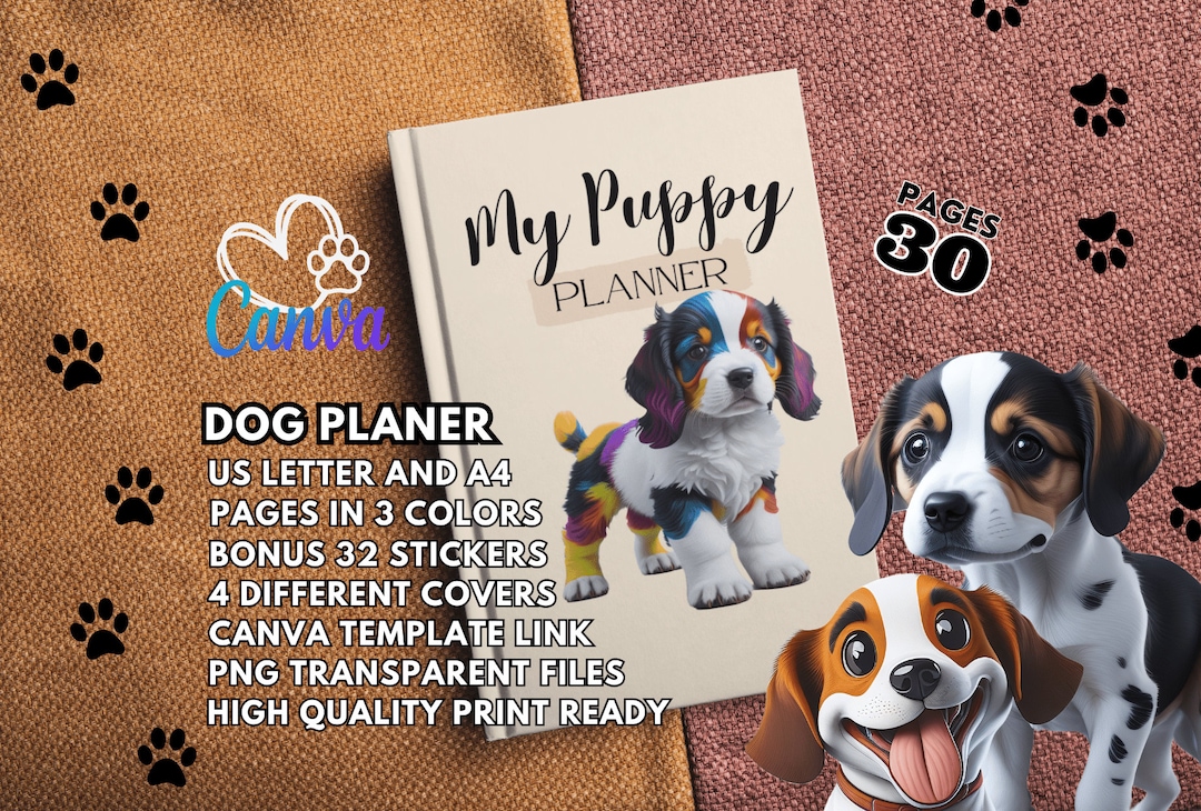 Puppy Dog Organizer Unique Planner, Dog Training Walking Tracker Care ...