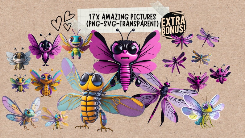 Cute Pink Dragonfly Svg Png Clipart Art Bundle Dragonfly Wall - Etsy
