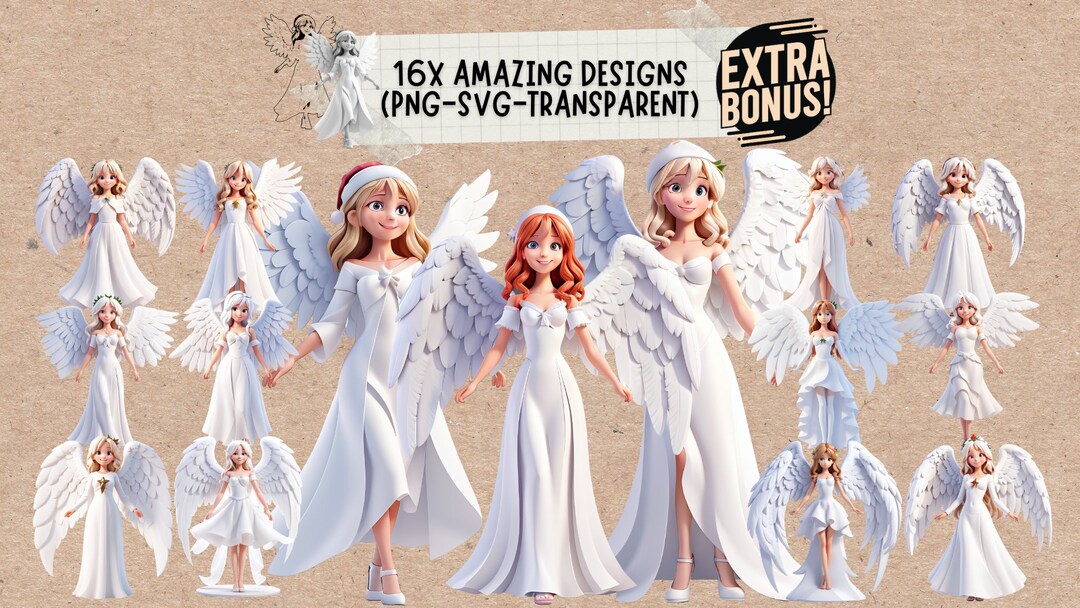 Christian Guardian Angel With Wings Svg & Png Clipart Bundle, Angel ...