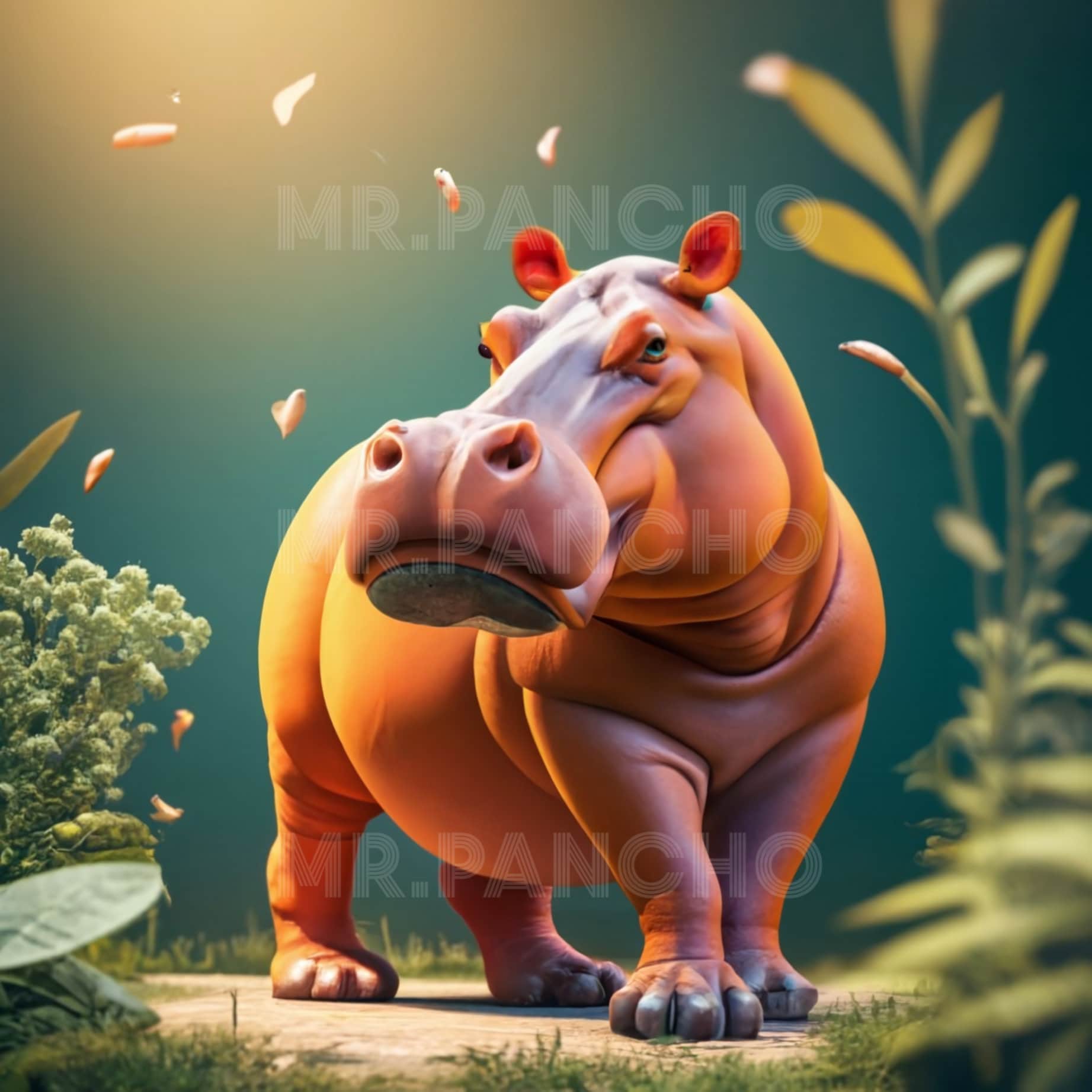Cute Orange Hippo SVG Bundle, Hippo Silhouette Water Nature Clipart ...