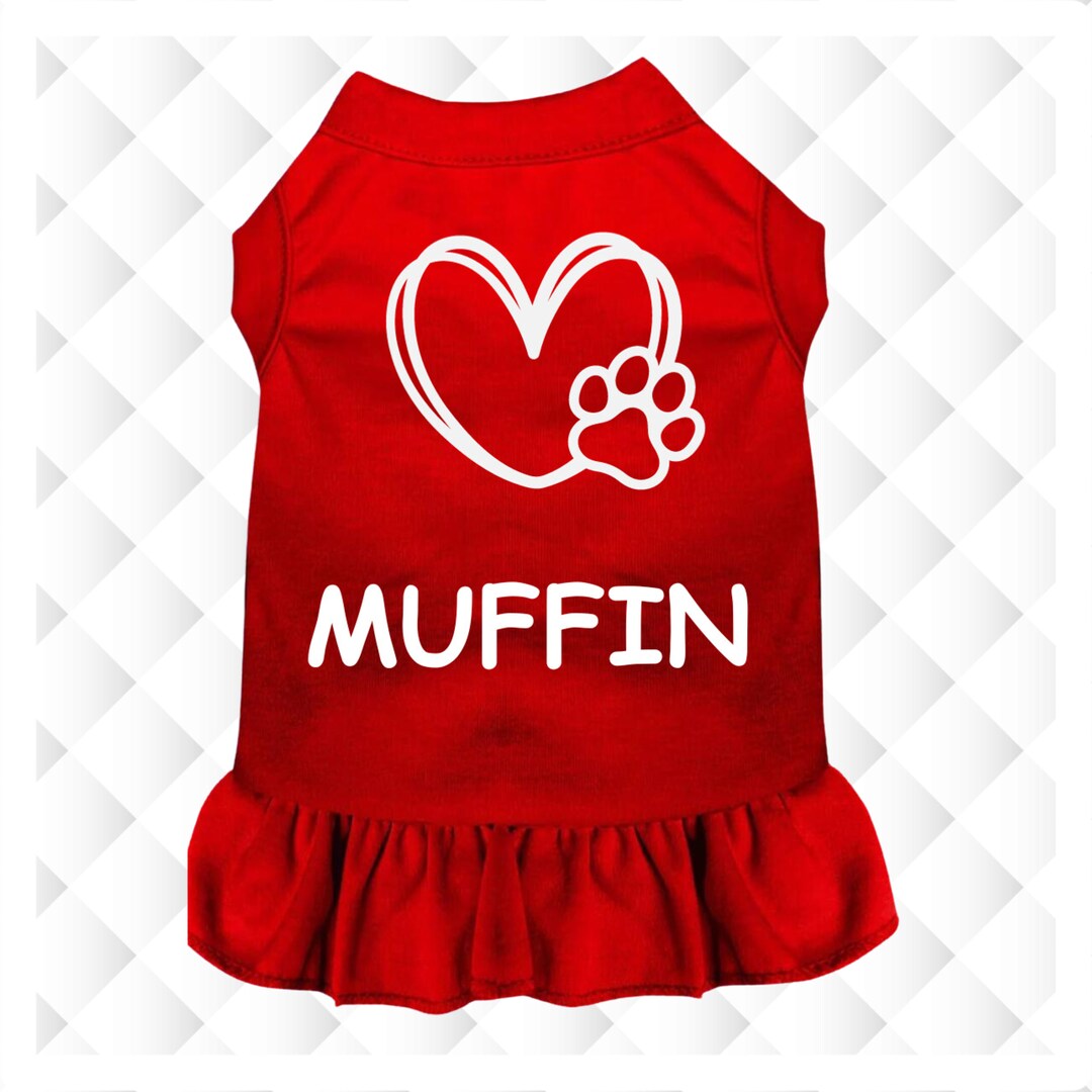 CUSTOMIZED HEART PAW Dress for Small Dogs and Cats Cute Clothes for ...