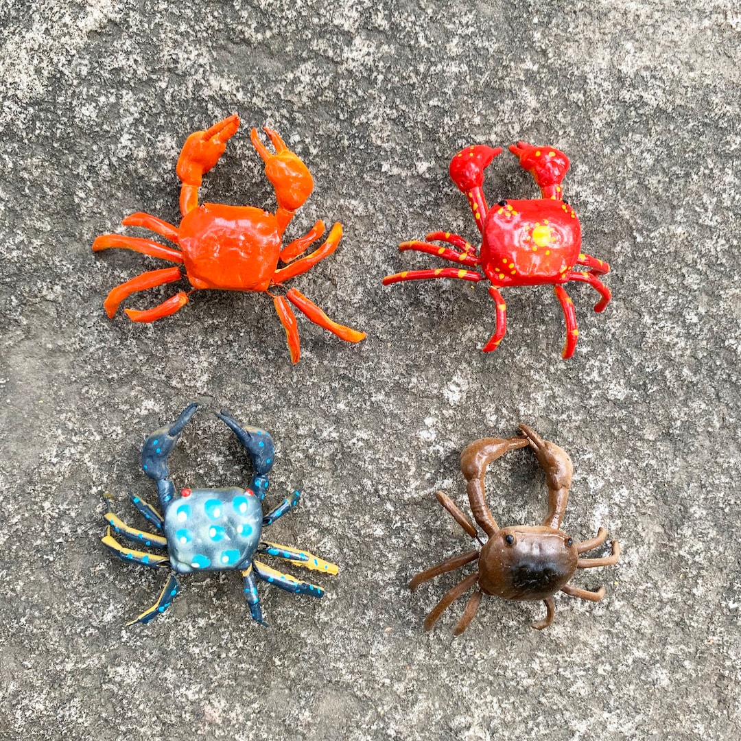 Small Crab, 4 Colors/1set, Clay Magnet Animals Figurine Realistic ...