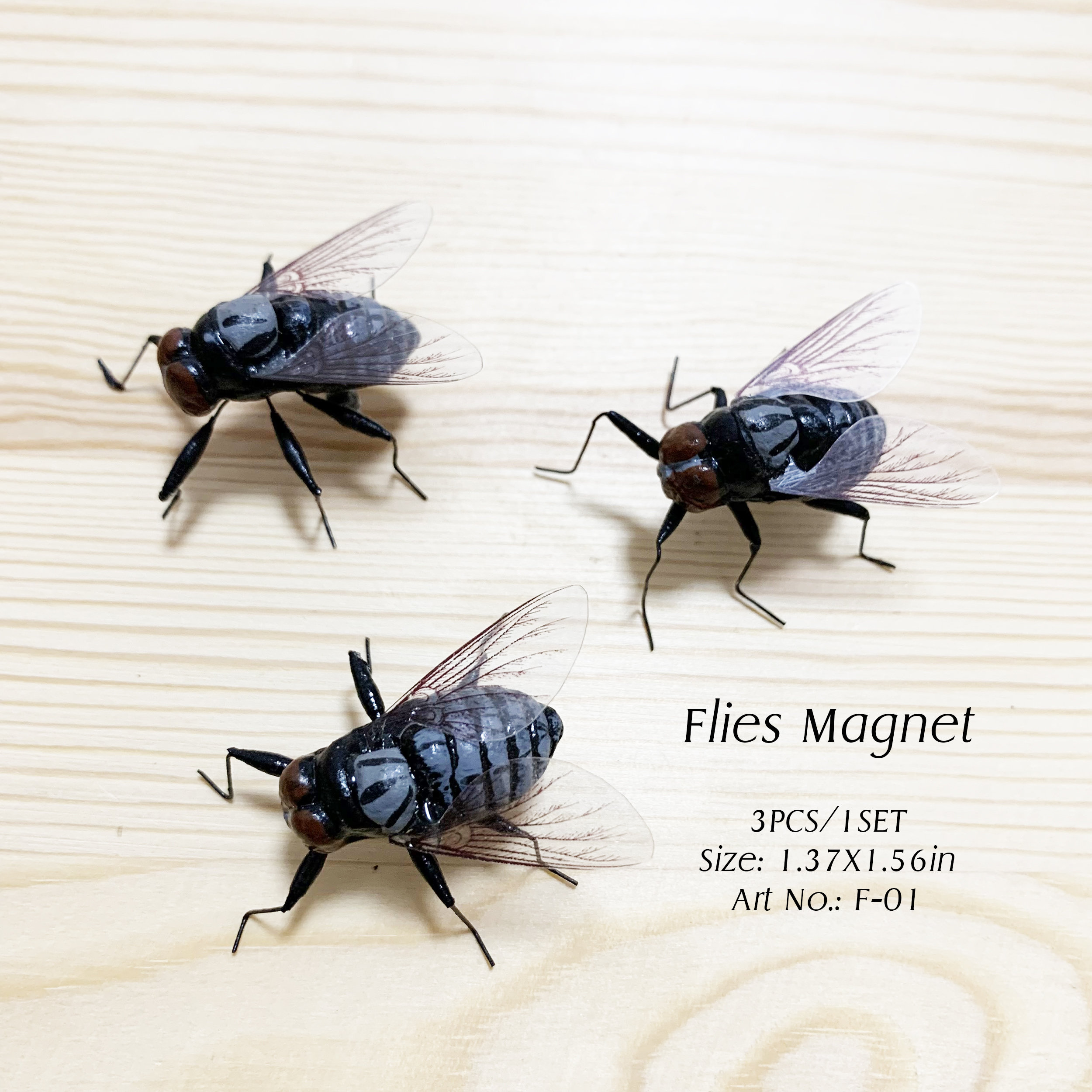 Handmade Clay Fly Magnet Set: Realistic Insect Fridge Magnets (3PCS ...