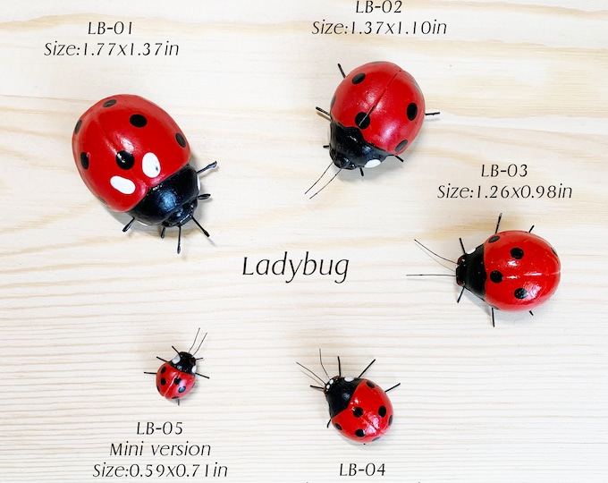 Ladybug, Bug Magnet, Small Size Handmade Clay Magnet Insect Figurine ...