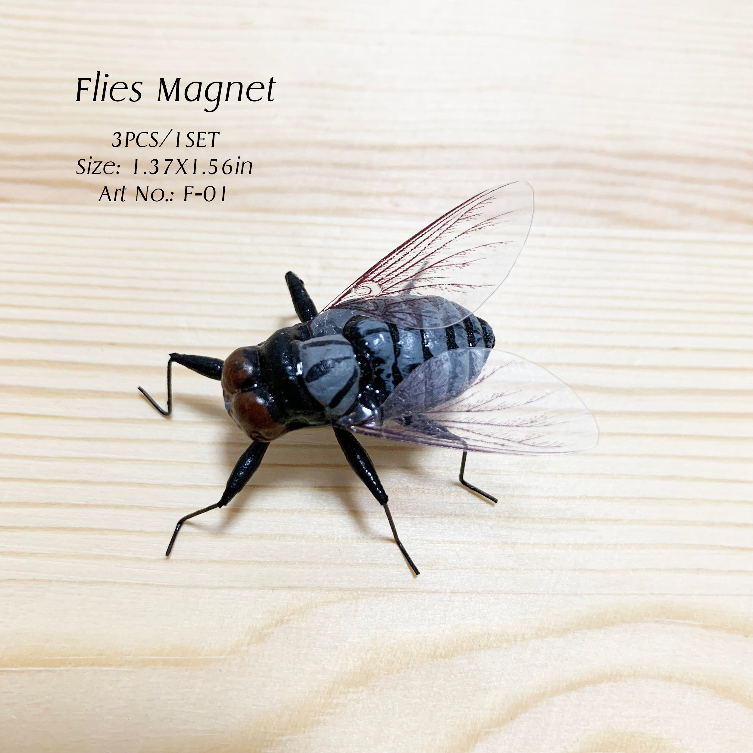 Handmade Clay Fly Magnet Set: Realistic Insect Fridge Magnets (3PCS ...