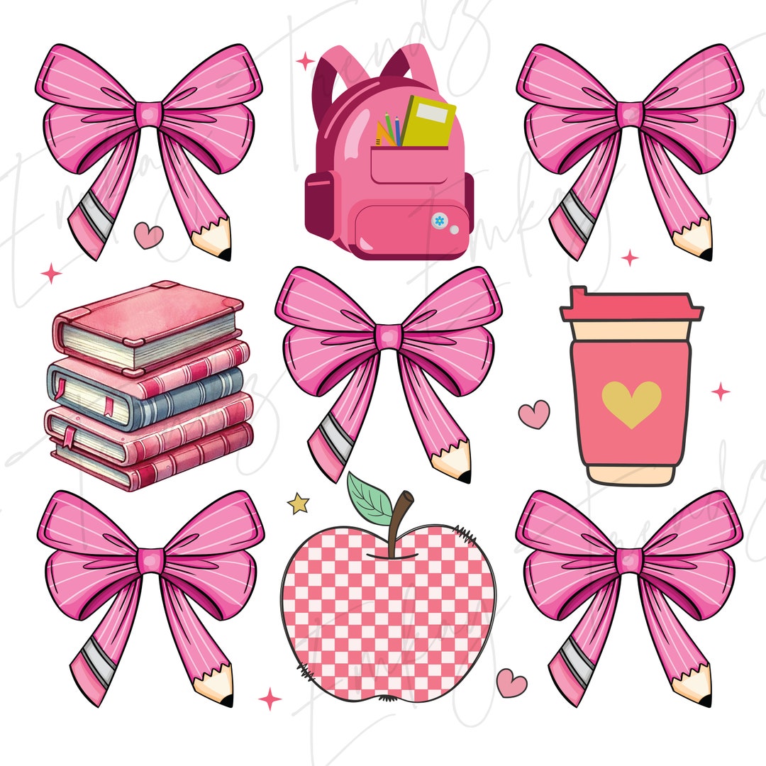 Back to School Coquette PNG Digital Design Download, School Bag Png ...