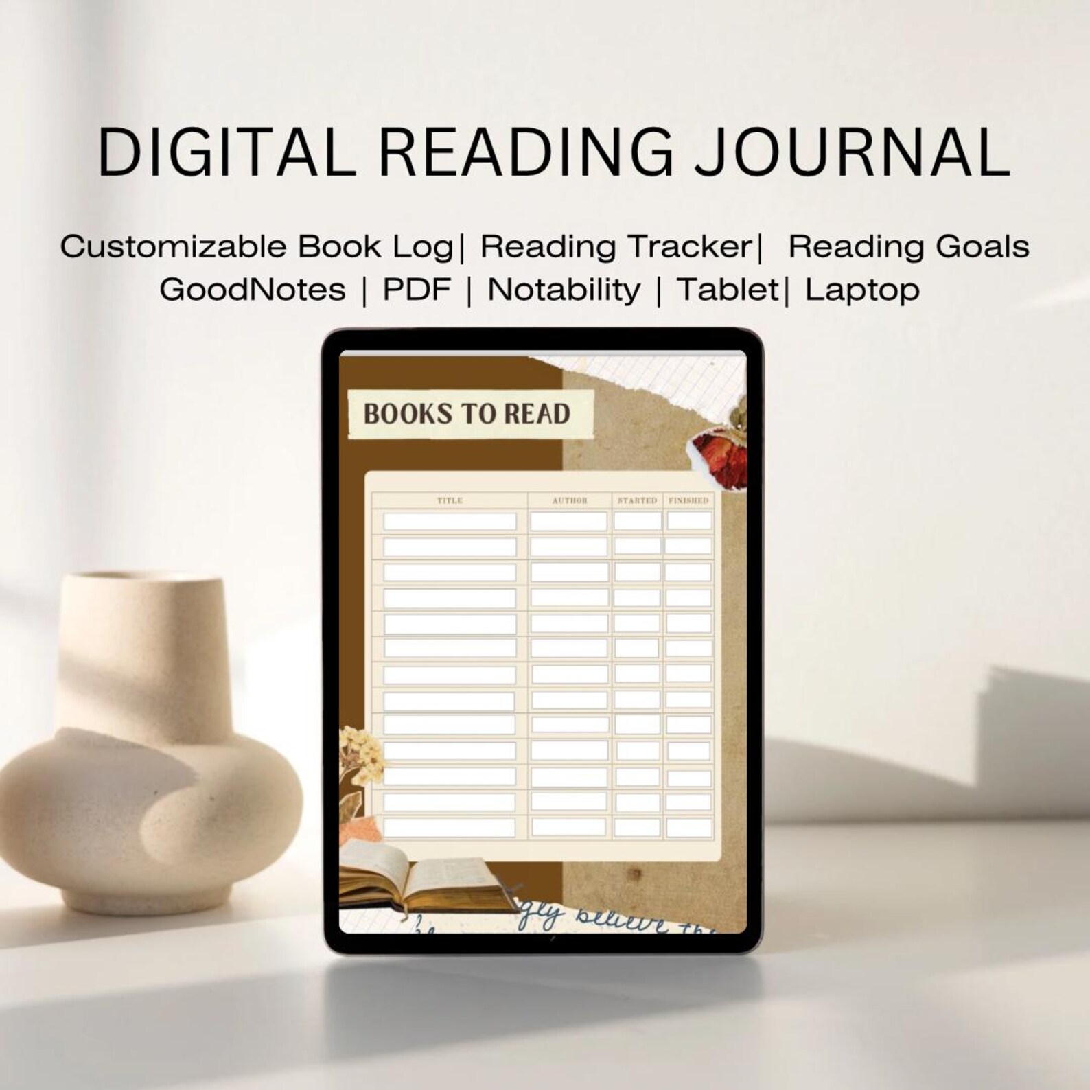 Digital Reading Journal, Book Review & Library Tracker for Goodnotes ...