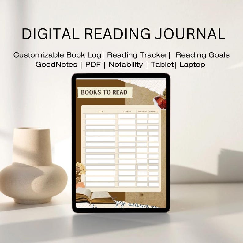 Digital Reading Journal, Book Review & Library Tracker for Goodnotes ...
