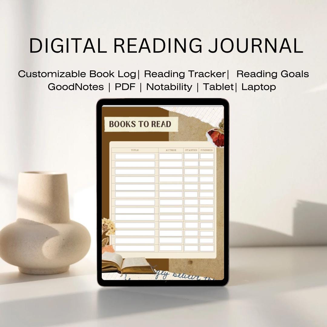 Digital Reading Journal, Book Review & Library Tracker for Goodnotes ...