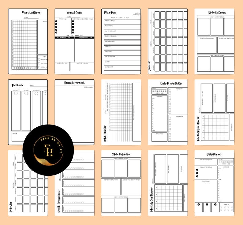 Goal Planner Printable | Daily, Weekly, Monthly & Yearly Goal Setting ...