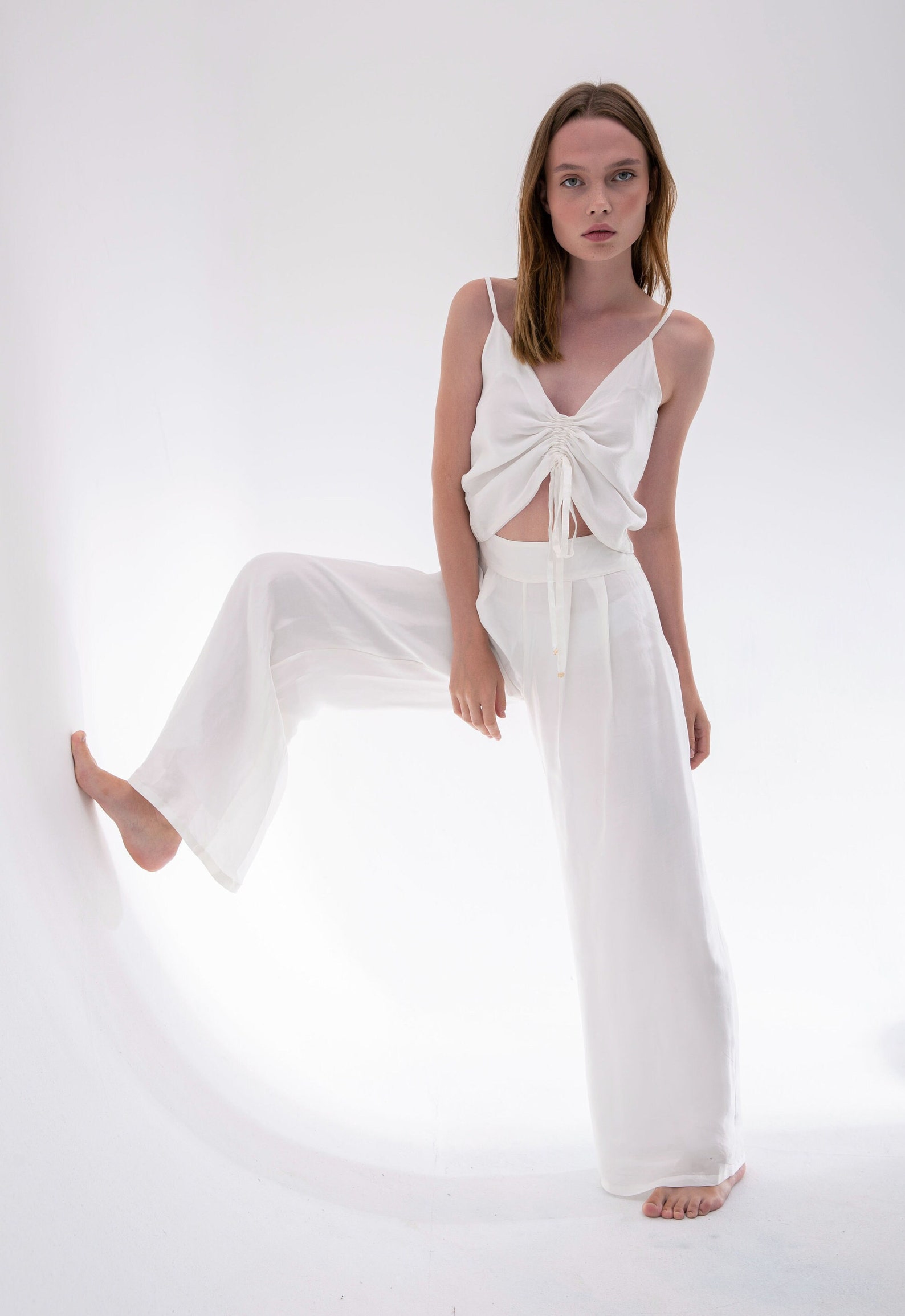 Wide Leg Loose Pants, Women Silk Trousers, Handmade Spring Summer Harem ...