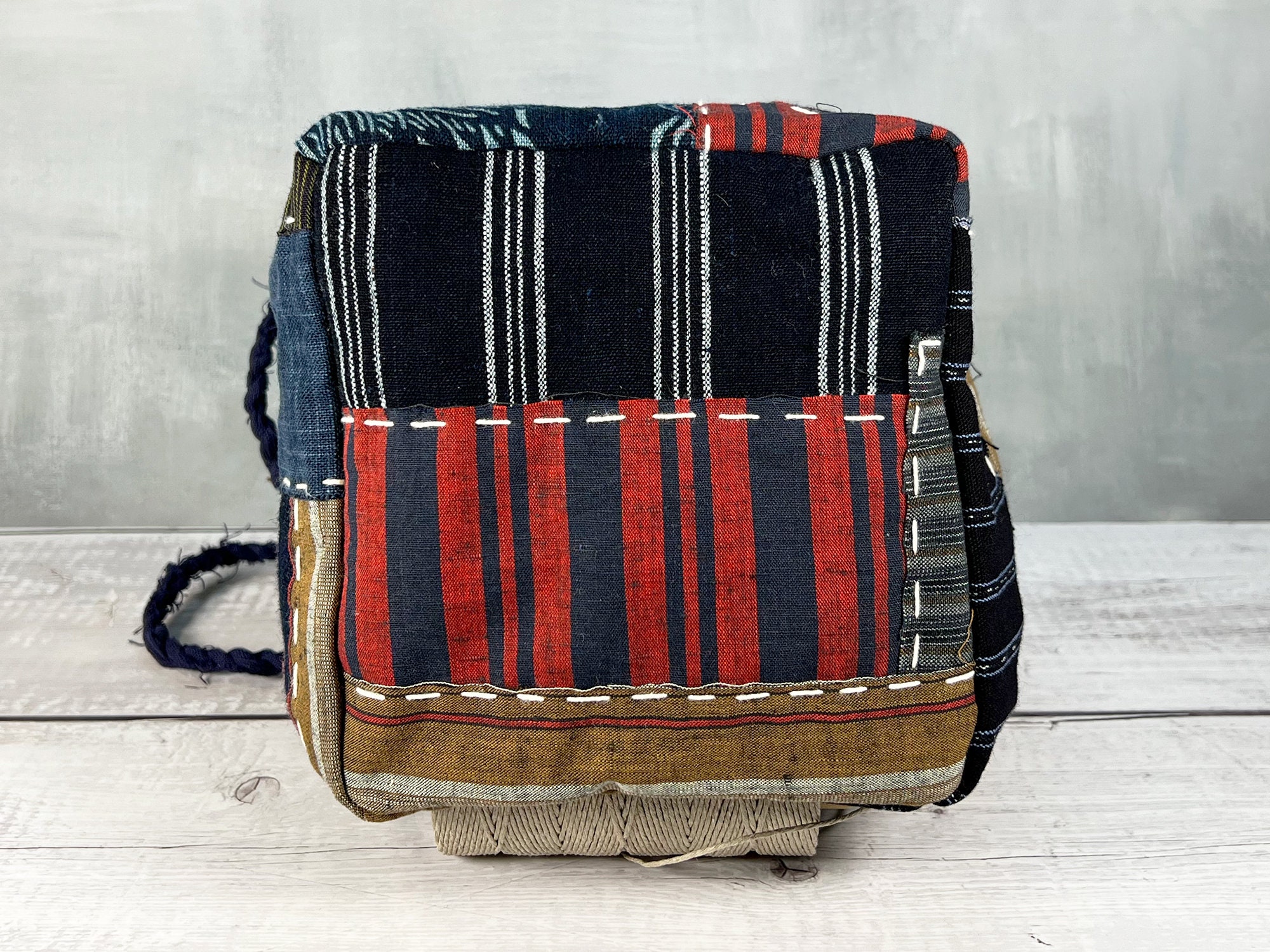 Handmade Japanese Komebukuro/rice Bag Authentic Indigo Boro Patchwork ...