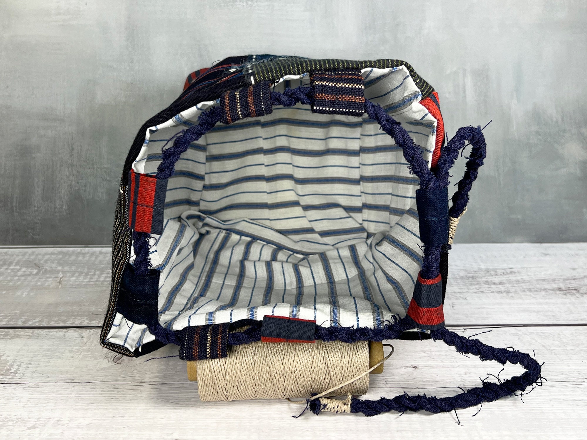 Handmade Japanese Komebukuro/rice Bag Authentic Indigo Boro Patchwork ...