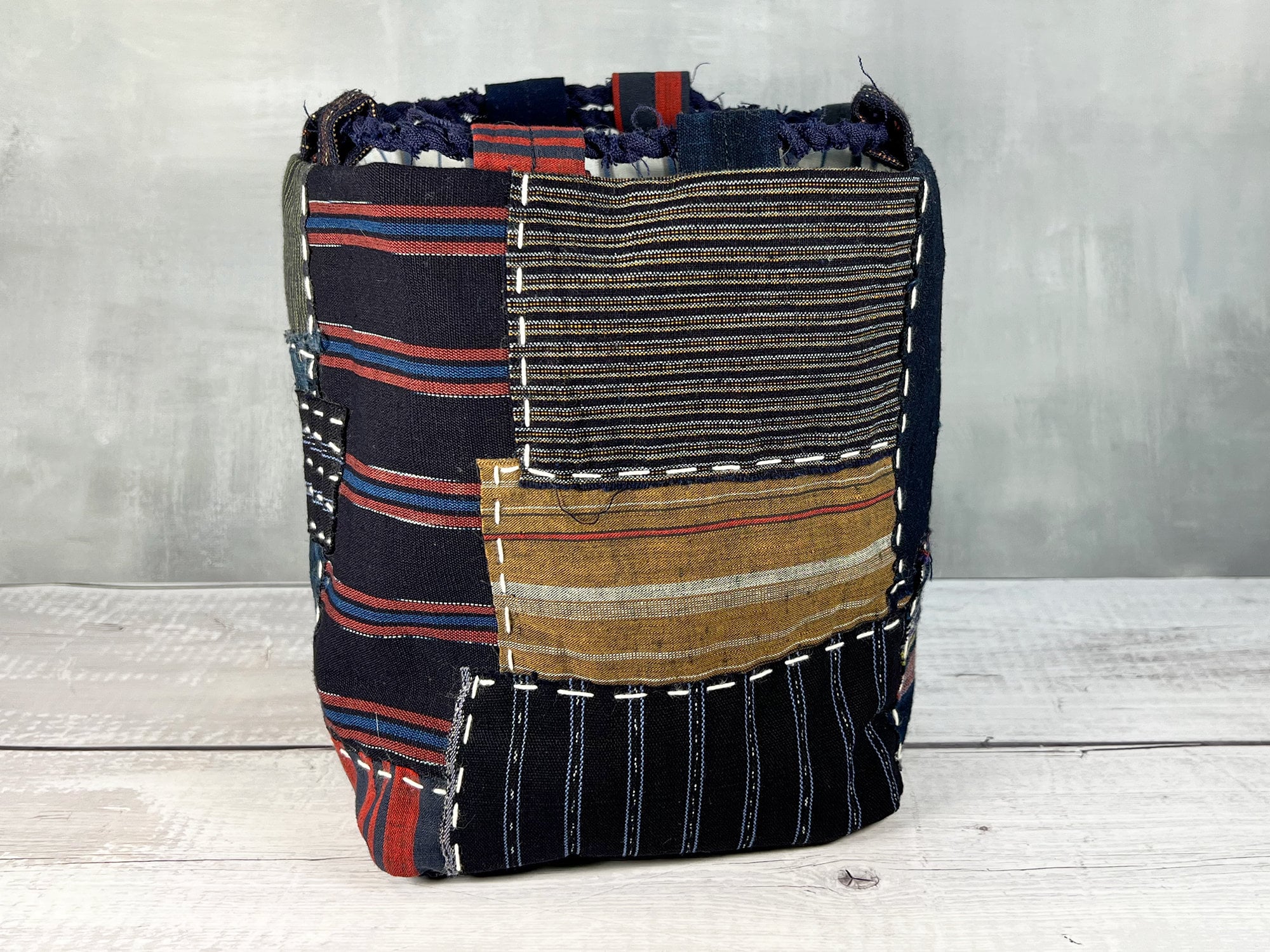 Handmade Japanese Komebukuro/rice Bag Authentic Indigo Boro Patchwork ...