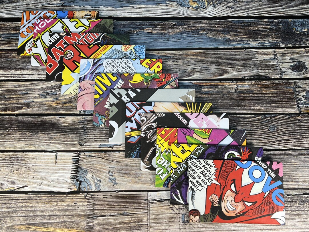 Comic Book Cover Envelopes Set of 12 Secure Closure Address Labels ...