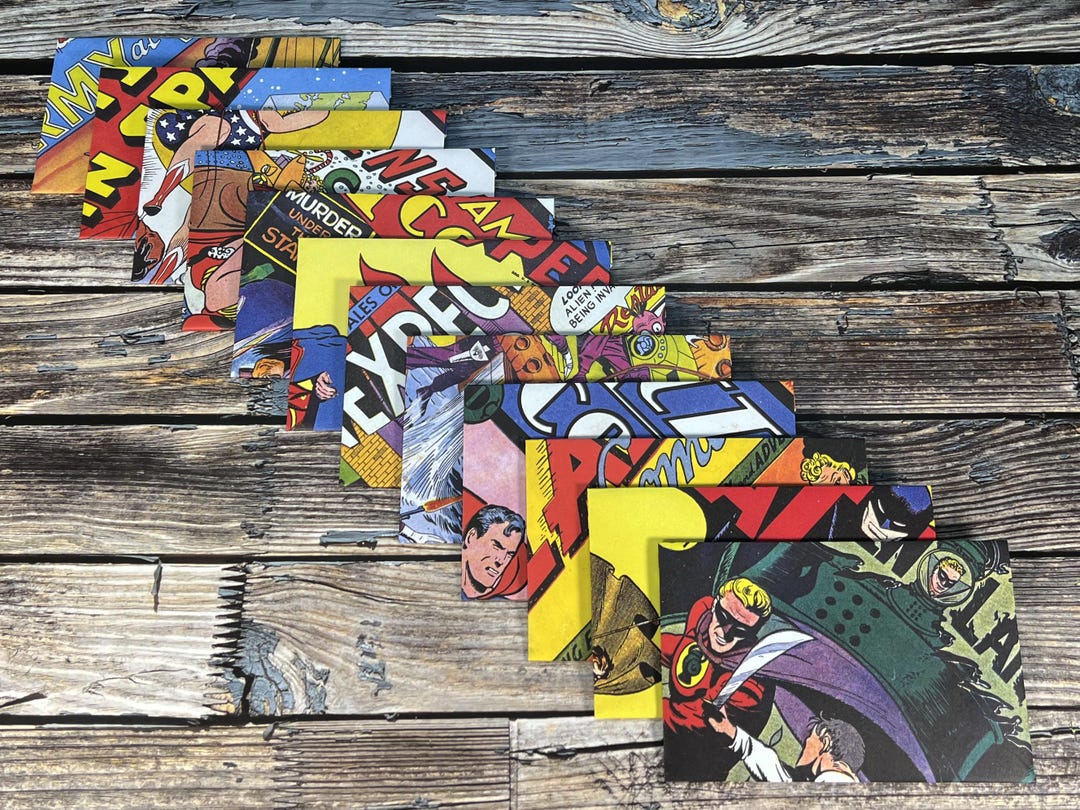 Comic Book Cover Envelopes Set of 12 Secure Closure Address Labels ...