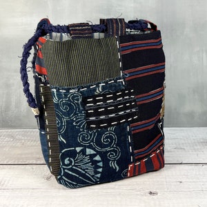 Handmade Japanese Komebukuro/rice Bag Authentic Indigo Boro Patchwork ...