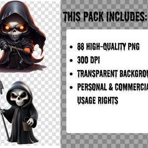 Cute Halloween Grim Reaper Clipart Bundle - 67 High-res 300 DPI Images ...