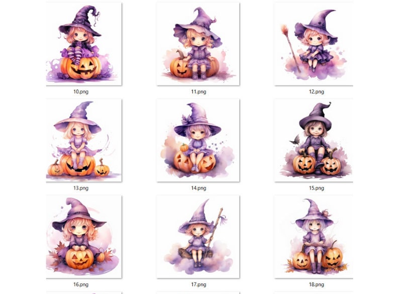 Cute Little Witch Clipart Bundle - 28 High-res 300 DPI Images ...