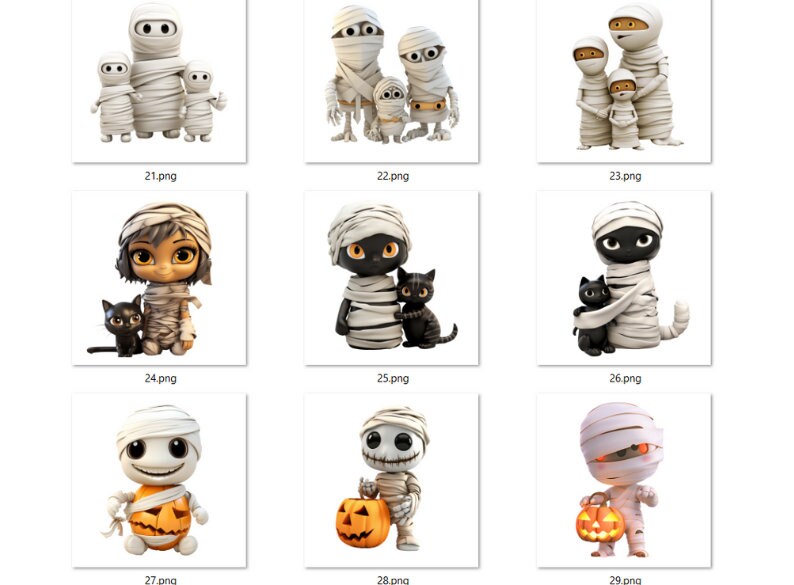 Cute Halloween Mummy Clipart Bundle - 71 High-res 300 DPI Images ...