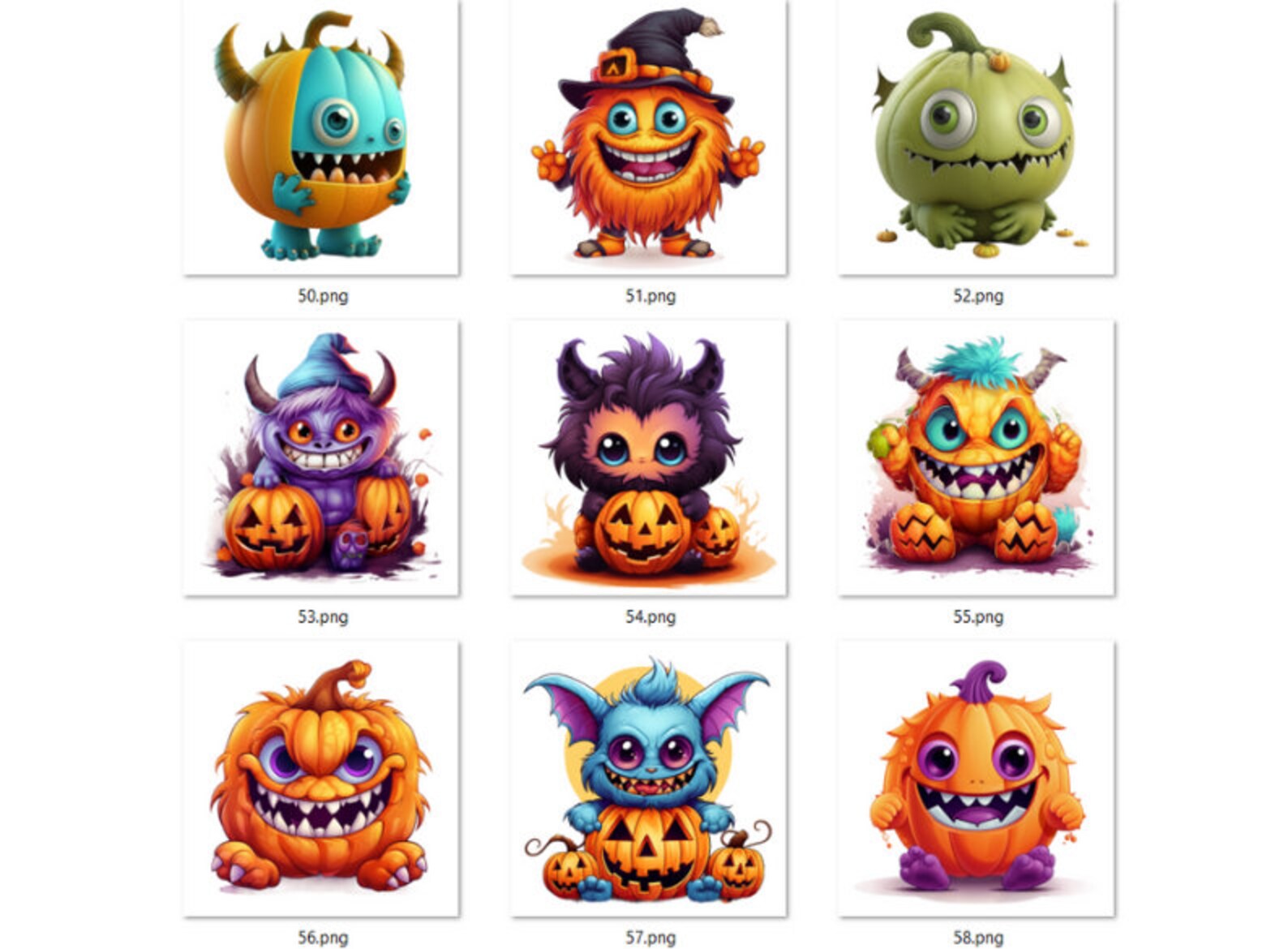 Cute Halloween Monster Clipart Bundle - 88 High-res 300 DPI Images ...