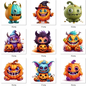 Cute Halloween Monster Clipart Bundle - 88 High-res 300 DPI Images ...
