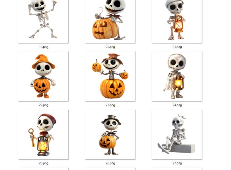 Cute Halloween Skeleton Clipart Bundle 120 High-res 300 DPI - Etsy