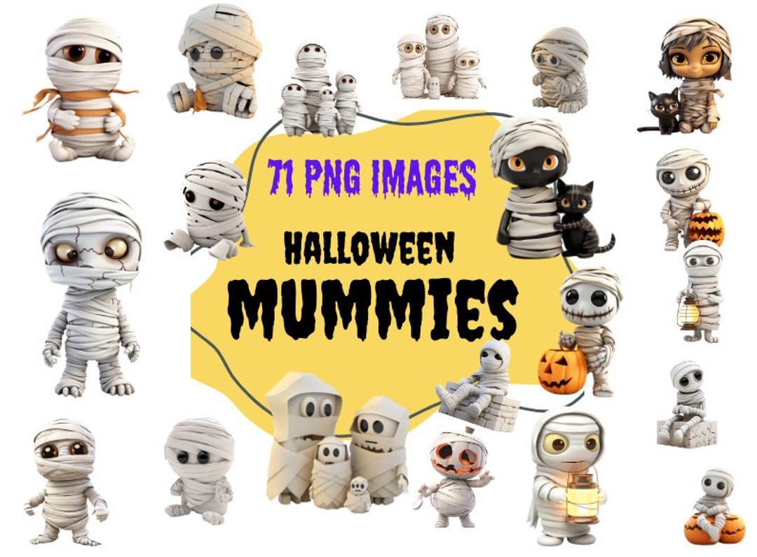 Cute Halloween Mummy Clipart Bundle - 71 High-res 300 DPI Images ...