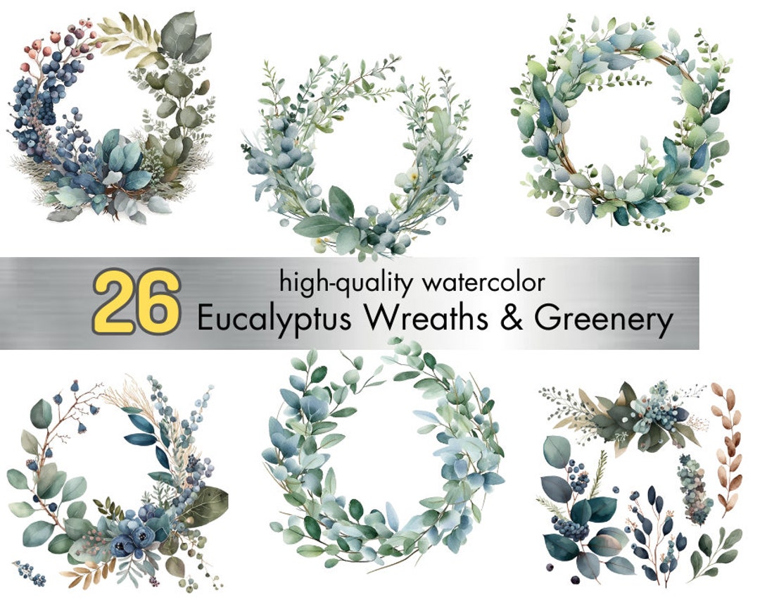 Watercolor Eucalyptus Clipart, Greenery Clipart, Watercolor Floral ...