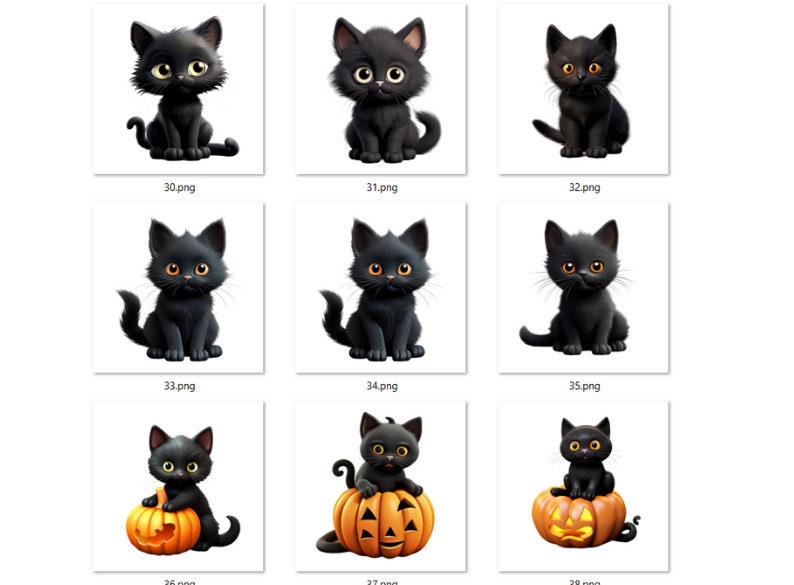 Cute Halloween Black Cat Clipart Bundle - 65 High-res 300 DPI Images ...