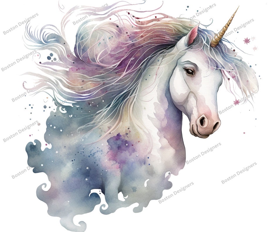 Rainbow Unicorns Digital Clipart | 35 Watercolor PNG Images ...