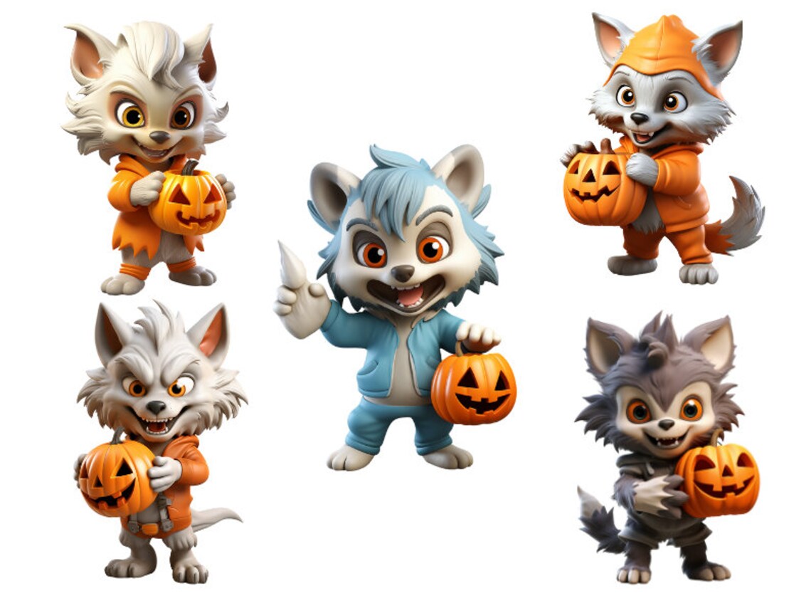 Cute Halloween Werewolf Clipart Bundle - 88 High-res 300 DPI Images ...