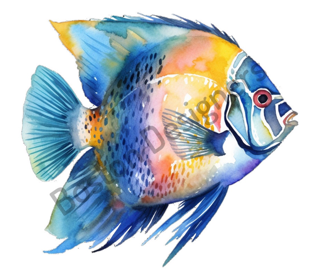 Watercolor Fish Clipart, Tropical Fish Clipart, Coral Reef Fish Clipart ...