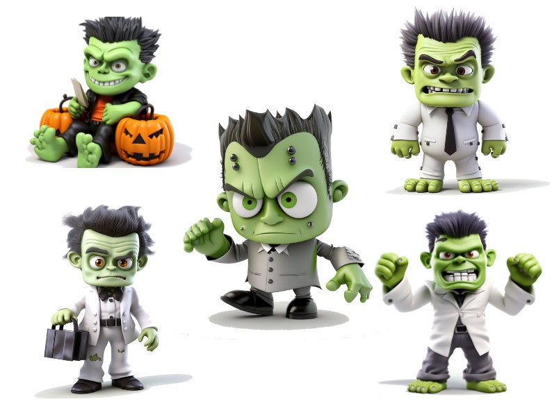 Cute Frankenstein Monster Clipart Bundle - 58 High-res 300 DPI Images ...