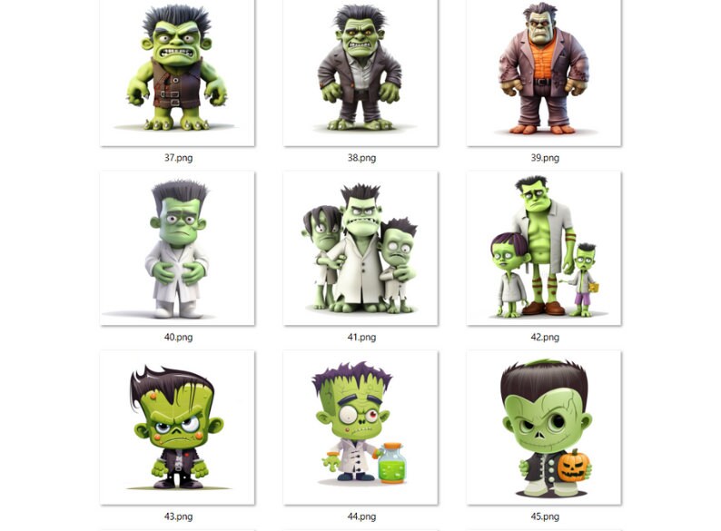 Cute Frankenstein Monster Clipart Bundle - 58 High-res 300 DPI Images ...