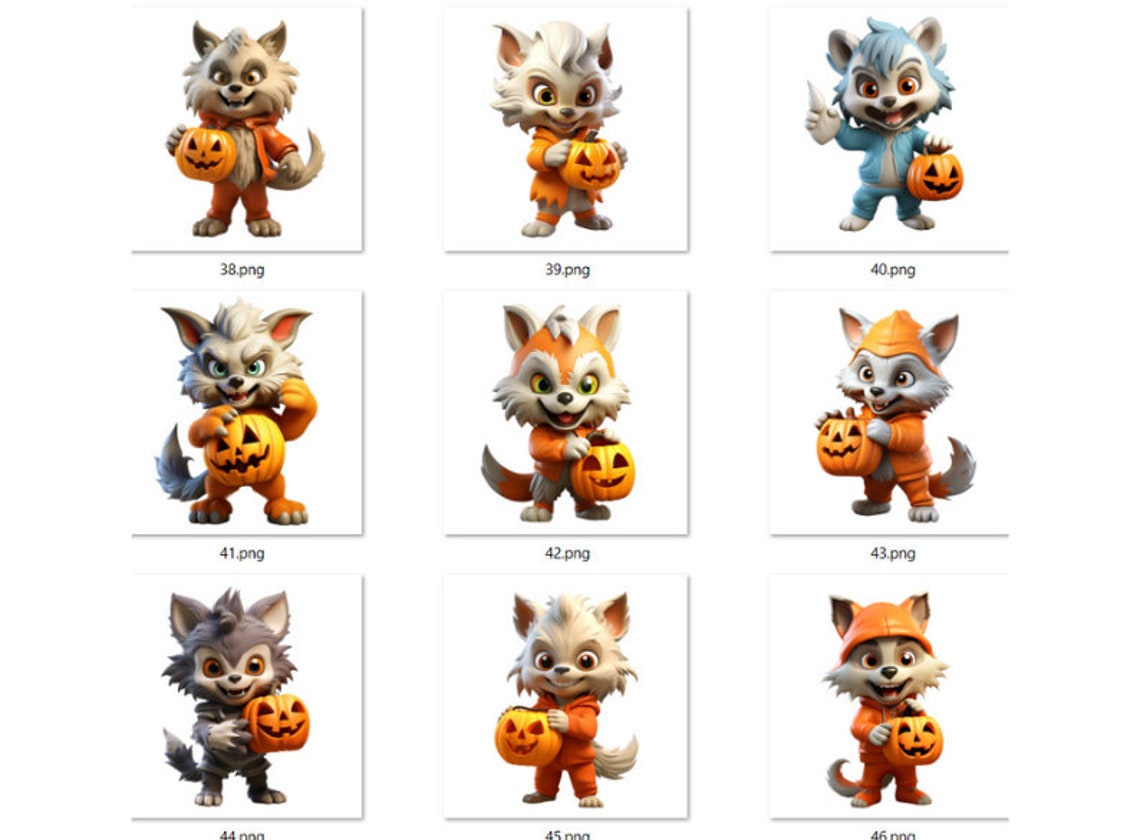 Cute Halloween Werewolf Clipart Bundle 88 High-res 300 DPI Images ...