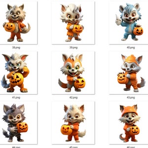 Cute Halloween Werewolf Clipart Bundle - 88 High-res 300 DPI Images ...