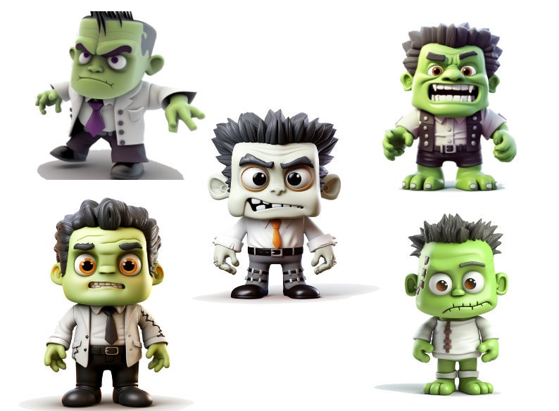 Cute Frankenstein Monster Clipart Bundle 58 High-res 300 DPI - Etsy