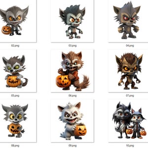 Cute Halloween Werewolf Clipart Bundle - 88 High-res 300 DPI Images ...