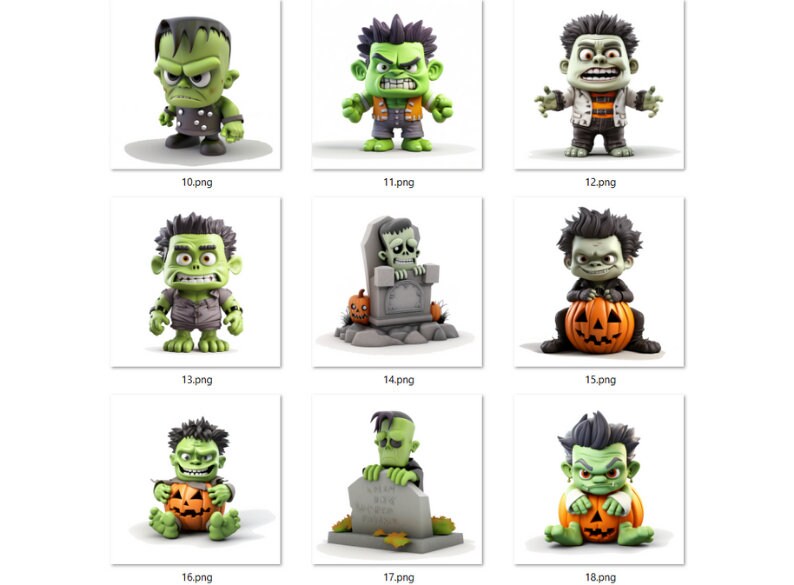 118 Cute Halloween Images Frankenstein Monsters and Ghosts Bundles ...