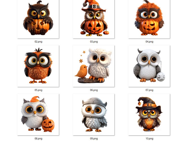 Cute Halloween Owl Clipart Bundle 89 High-res 300 DPI Images - Etsy