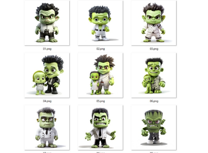 Cute Frankenstein Monster Clipart Bundle - 58 High-res 300 DPI Images ...