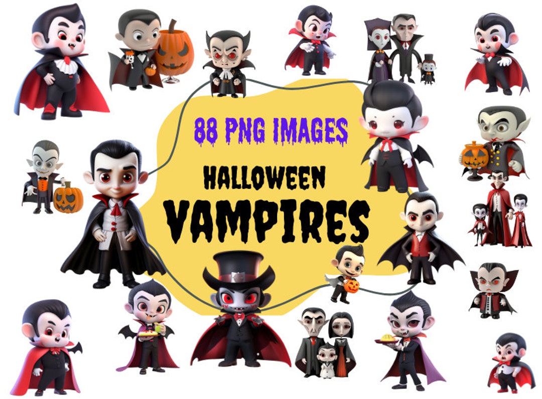 Cute Halloween Vampire Clipart Bundle - 88 High-res 300 DPI Images ...