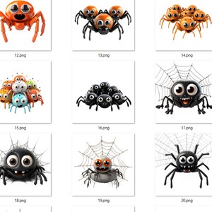 Cute Halloween Spider Clipart Bundle - 73 High-res 300 DPI Images ...