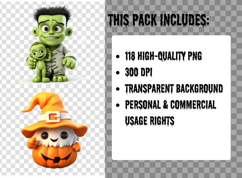 118 Cute Halloween Images - Frankenstein Monsters and Ghosts Bundles ...