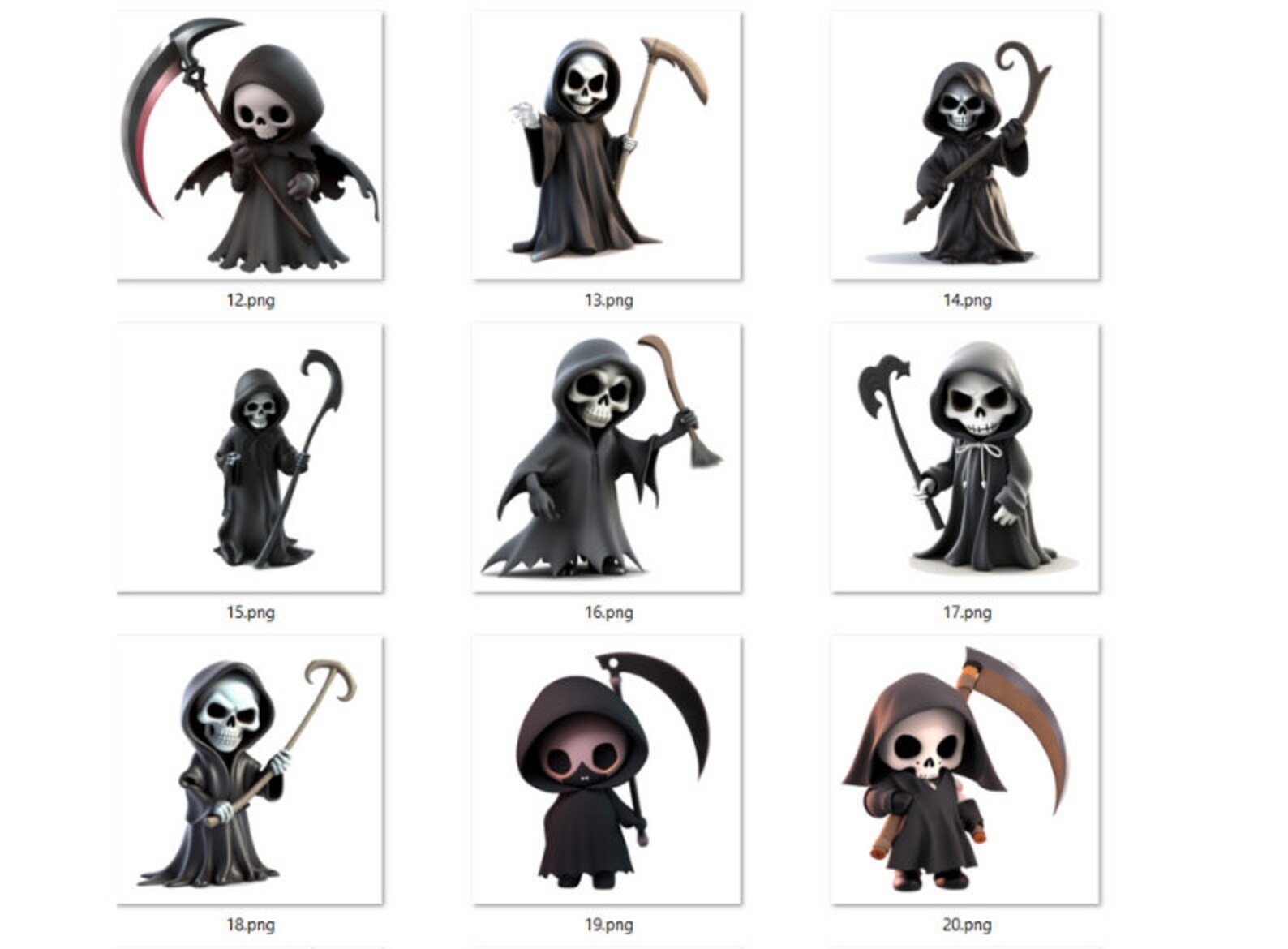 Cute Halloween Grim Reaper Clipart Bundle - 67 High-res 300 DPI Images ...