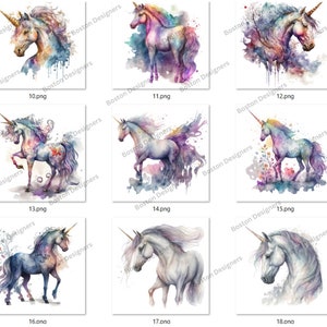 Rainbow Unicorns Digital Clipart | 35 Watercolor PNG Images ...
