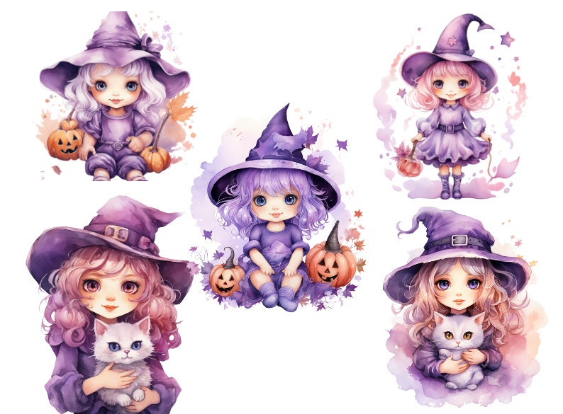 Cute Little Witch Clipart Bundle - 28 High-res 300 DPI Images ...
